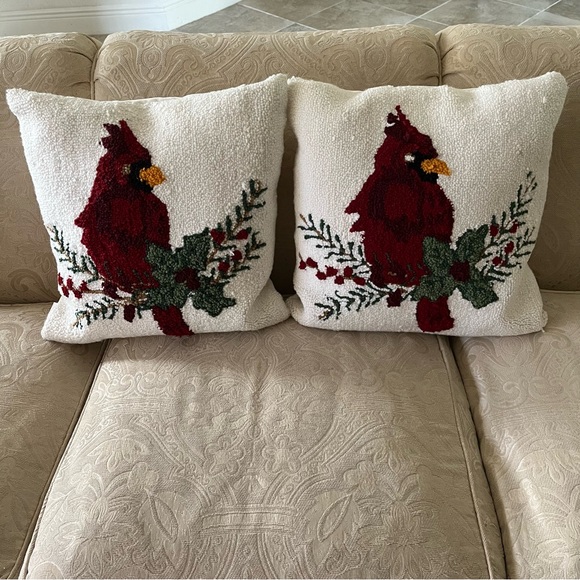 Accents | Vintage Style Hook And Loop Cardinal Bird Throw Pillows ...
